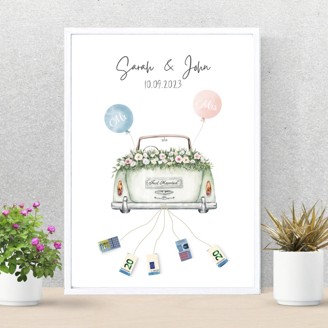 Geldgeschenk Hochzeit Personalisiert Bilderrahmen Hochzeit Poster Auto ...
