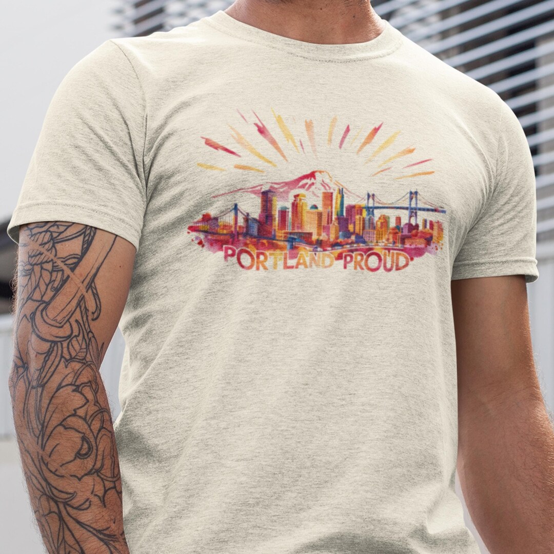Portland Skyline T-shirt: Mount Hood Sunset Graphic Tee - Etsy