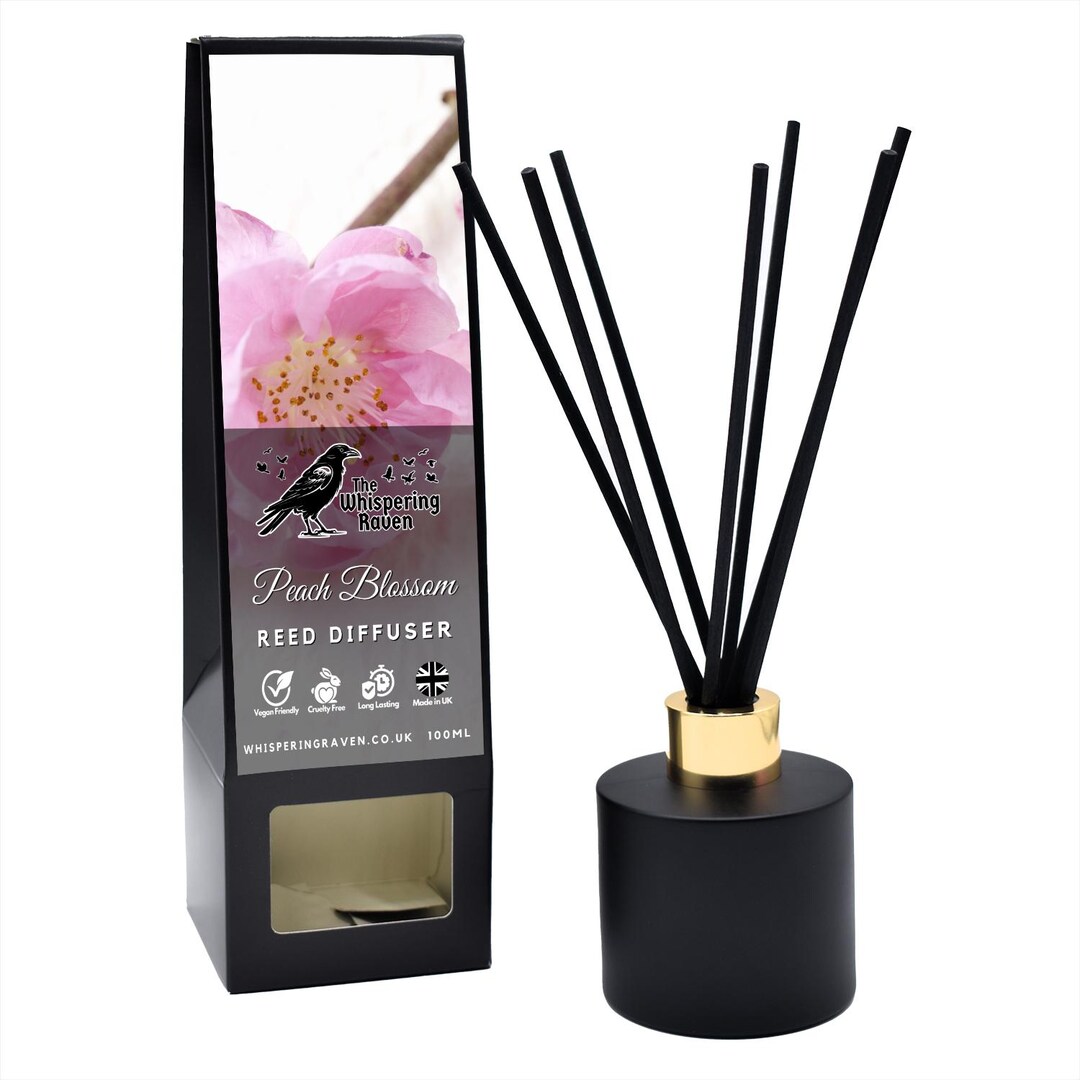 Peach Blossom Reed Diffuser 100ml - Vegan Home Fragrance, Handmade in ...