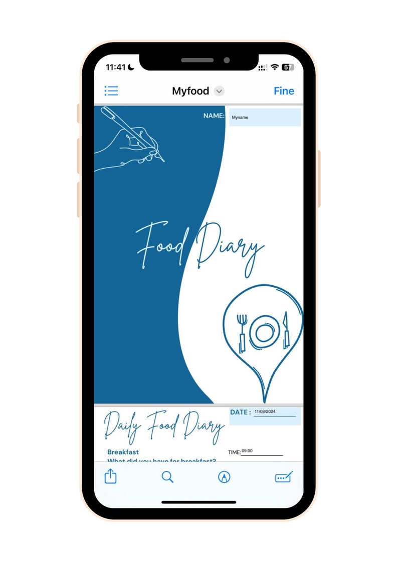 Daily Food Diary PDF Editable on Mobile - Etsy