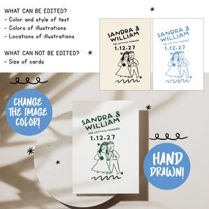 Hand Drawn Wedding Invitation Suite Template, Custom Scribble People ...