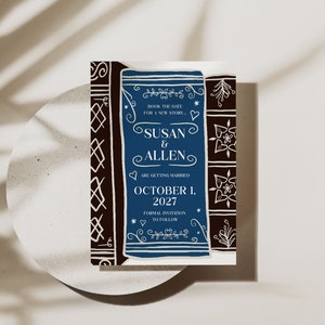 Vintage Book Wedding Invitation Suite, Hand Drawn Literary Wedding ...