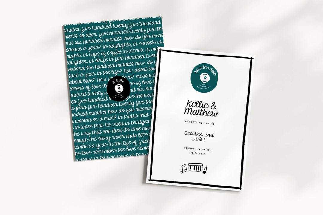 Retro Record Save the Date Template, Song Lyrics Save the Date, Music ...