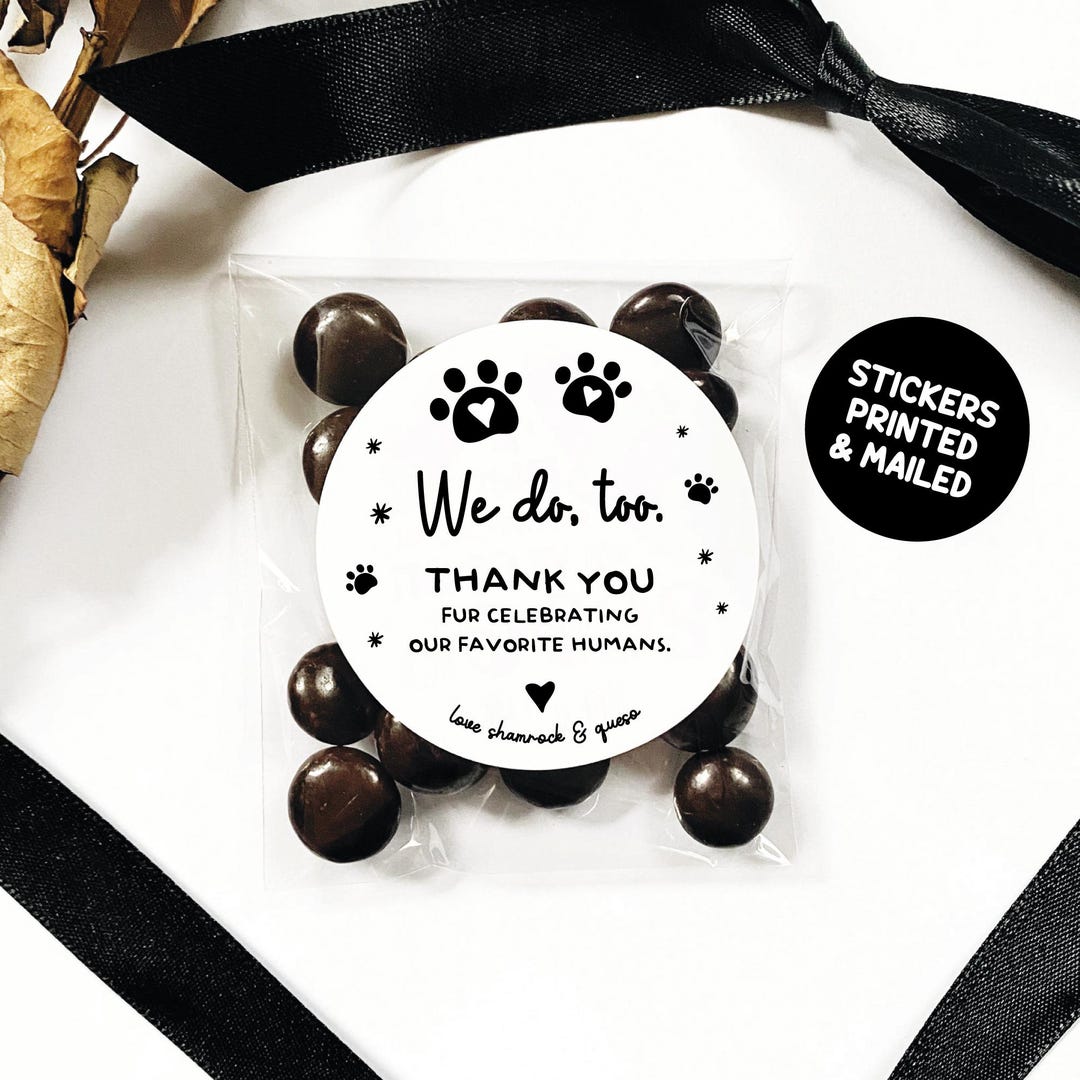 Dog Treat Wedding Favors Simple Design, Doggie Goodie Bag Stickers ...