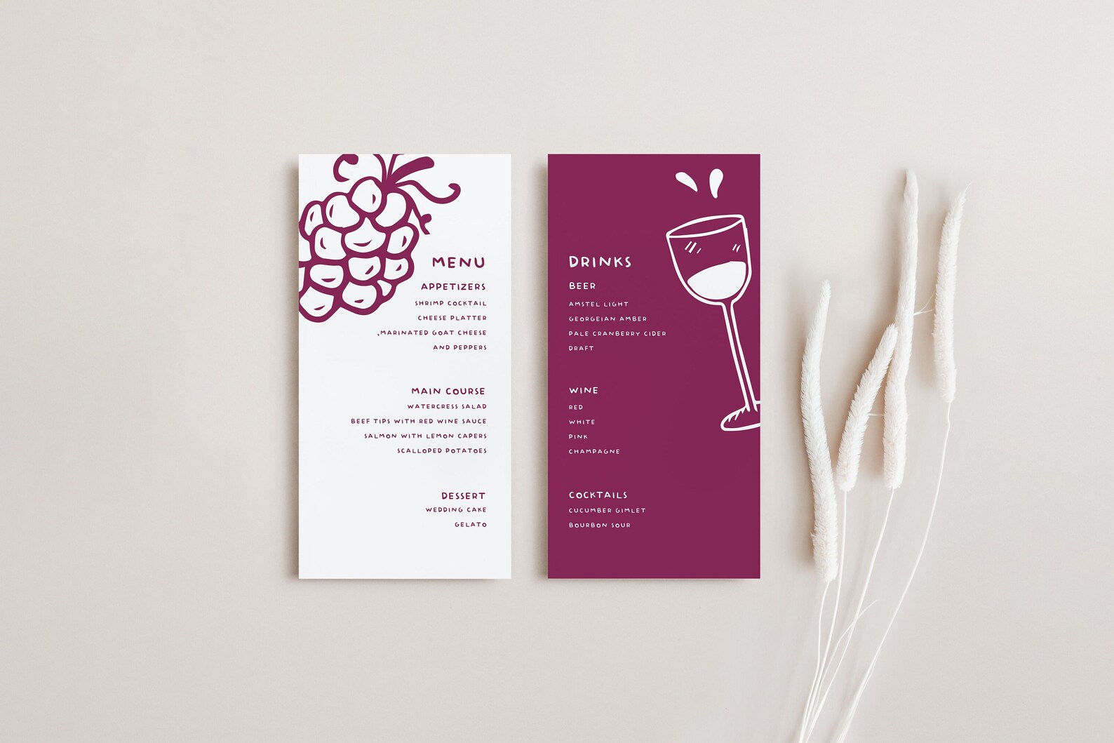 Italian Wedding Dinner and Bar Menu Template, Editable Hand Drawn ...