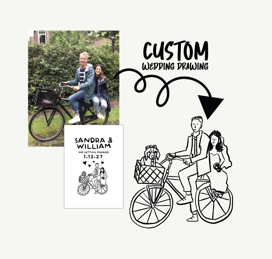 Hand Drawn Wedding Invitation Suite Template, Custom Scribble People ...