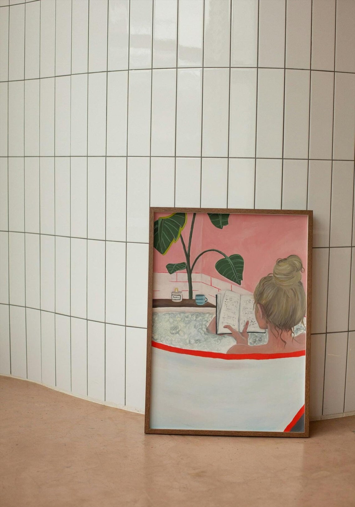 Reading in the Bath Art Print, Original Oil Painting Scanned and ...