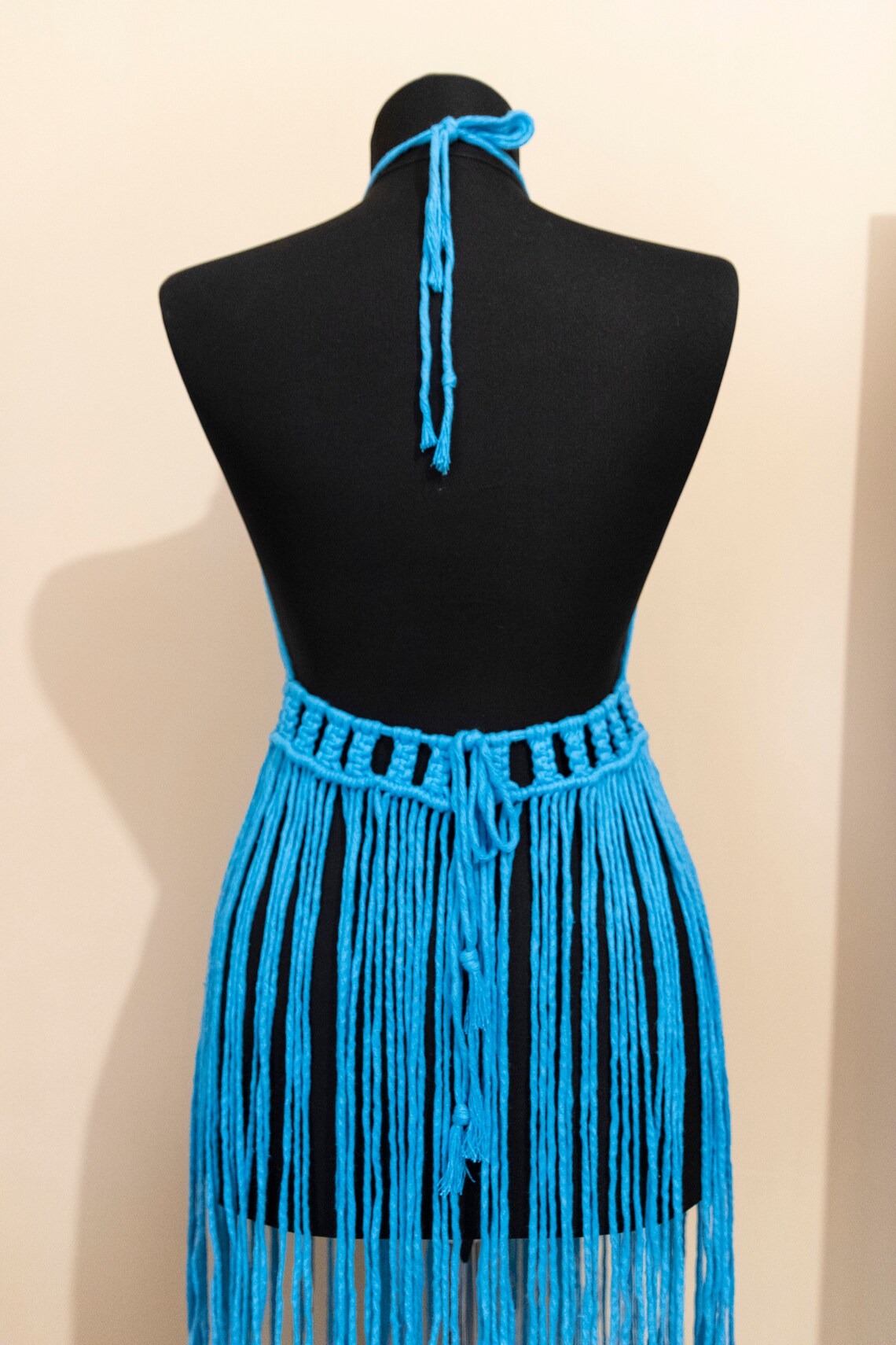 Stunning Handmade Macrame Halter Dress, Deep Blue Dress, Eco Friendly ...