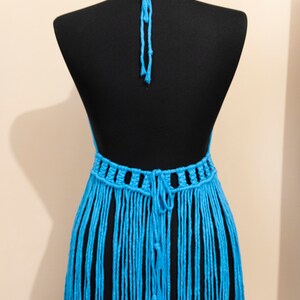 Stunning Handmade Macrame Halter Dress, Deep Blue Dress, Eco Friendly ...