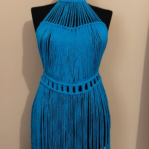Stunning Handmade Macrame Halter Dress, Deep Blue Dress, Eco Friendly ...