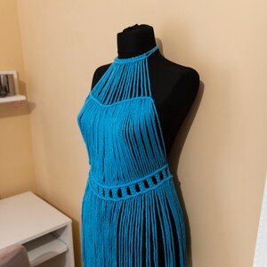 Stunning Handmade Macrame Halter Dress, Deep Blue Dress, Eco Friendly ...