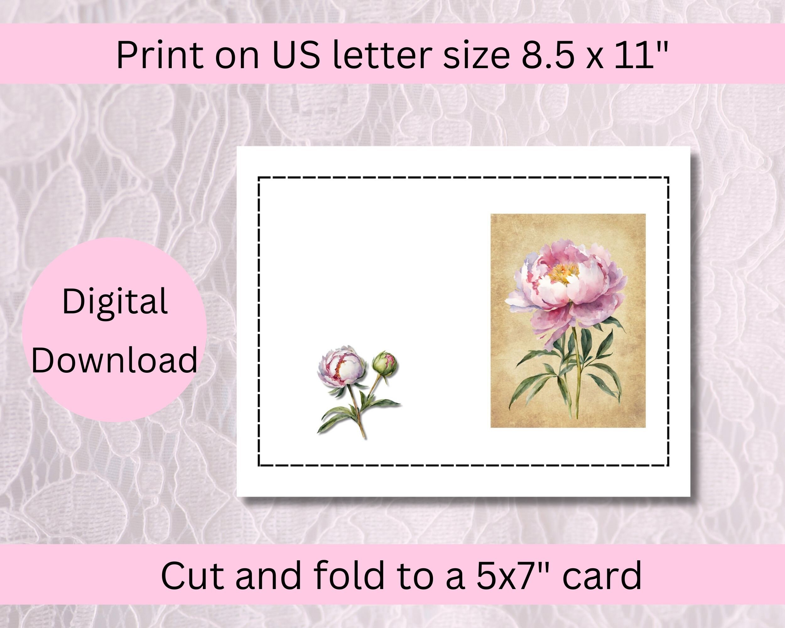 Printable Pretty Wildflower Cards, Digital Bundle, Watercolor Flowers ...