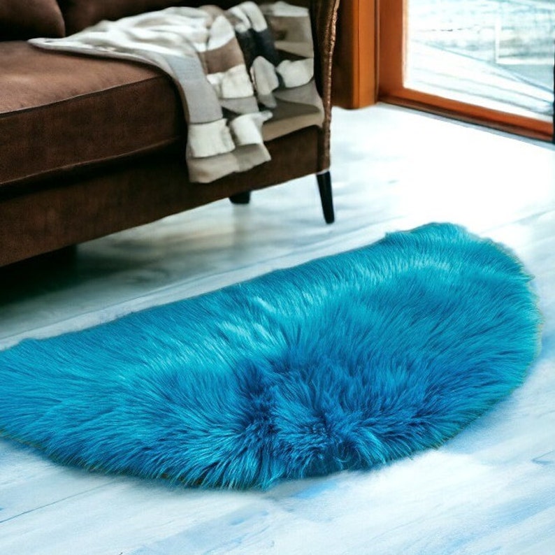 Semi-circle Fluffy Rug for Bedroom Decor, Shag Rug for Room Decor, Home ...