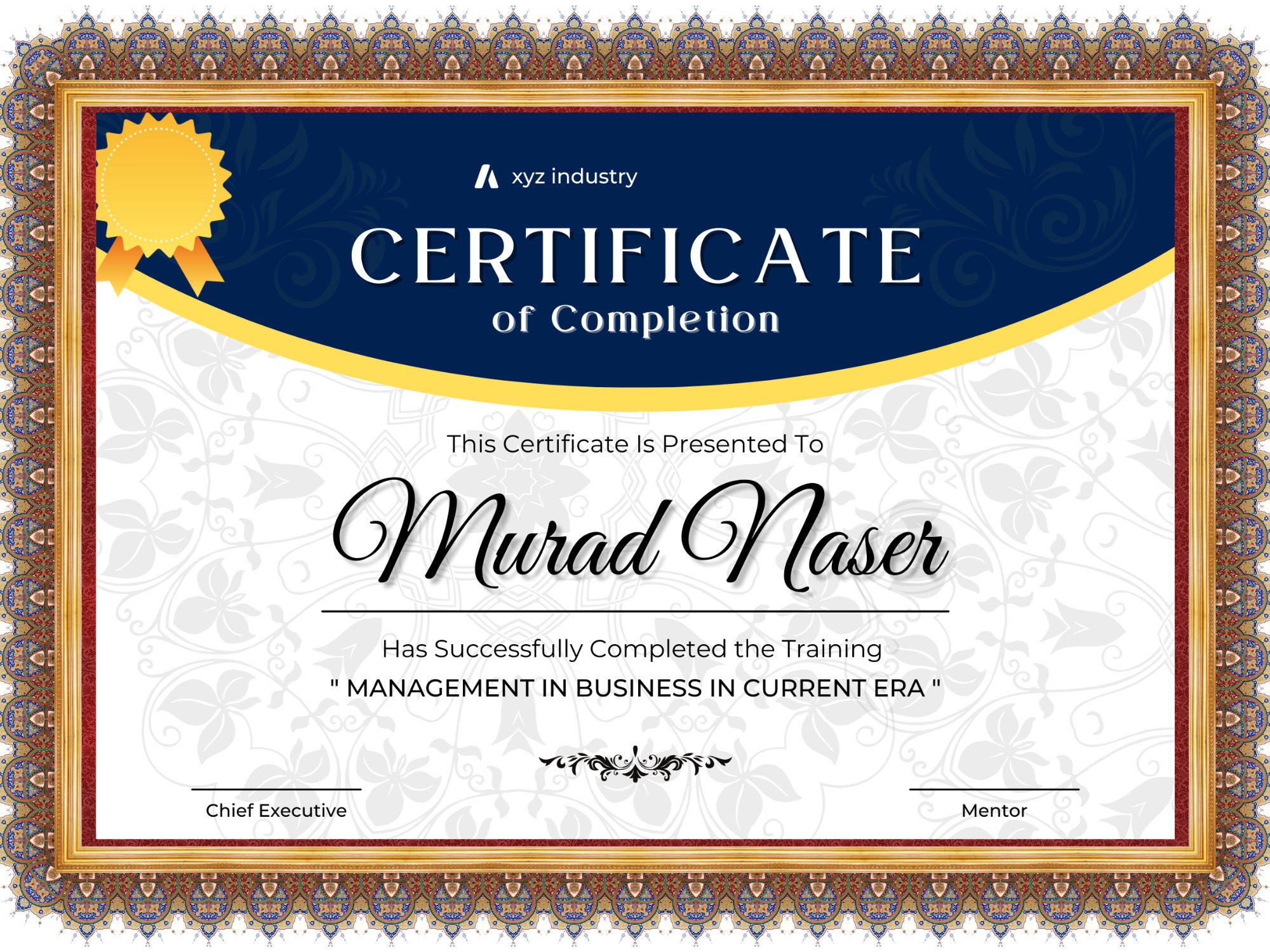 Custom Certificate of Completion, Instant Download, Editable ...