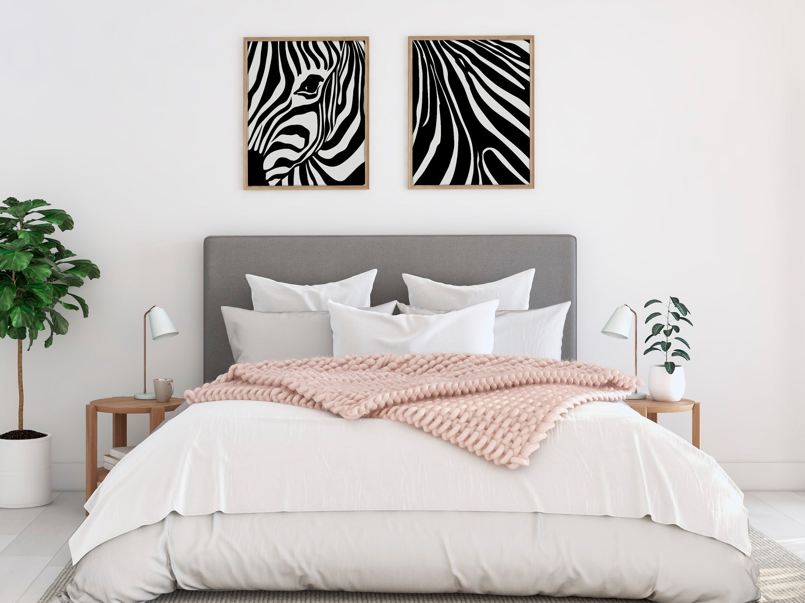 Set of Two Prints Zebra Wall Art Abstract Zebra Print Modern Home Decor ...