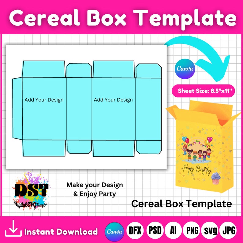 0.95 Oz Cereal Box Template, Cereal Packaging Template, Cereal Box Svg ...