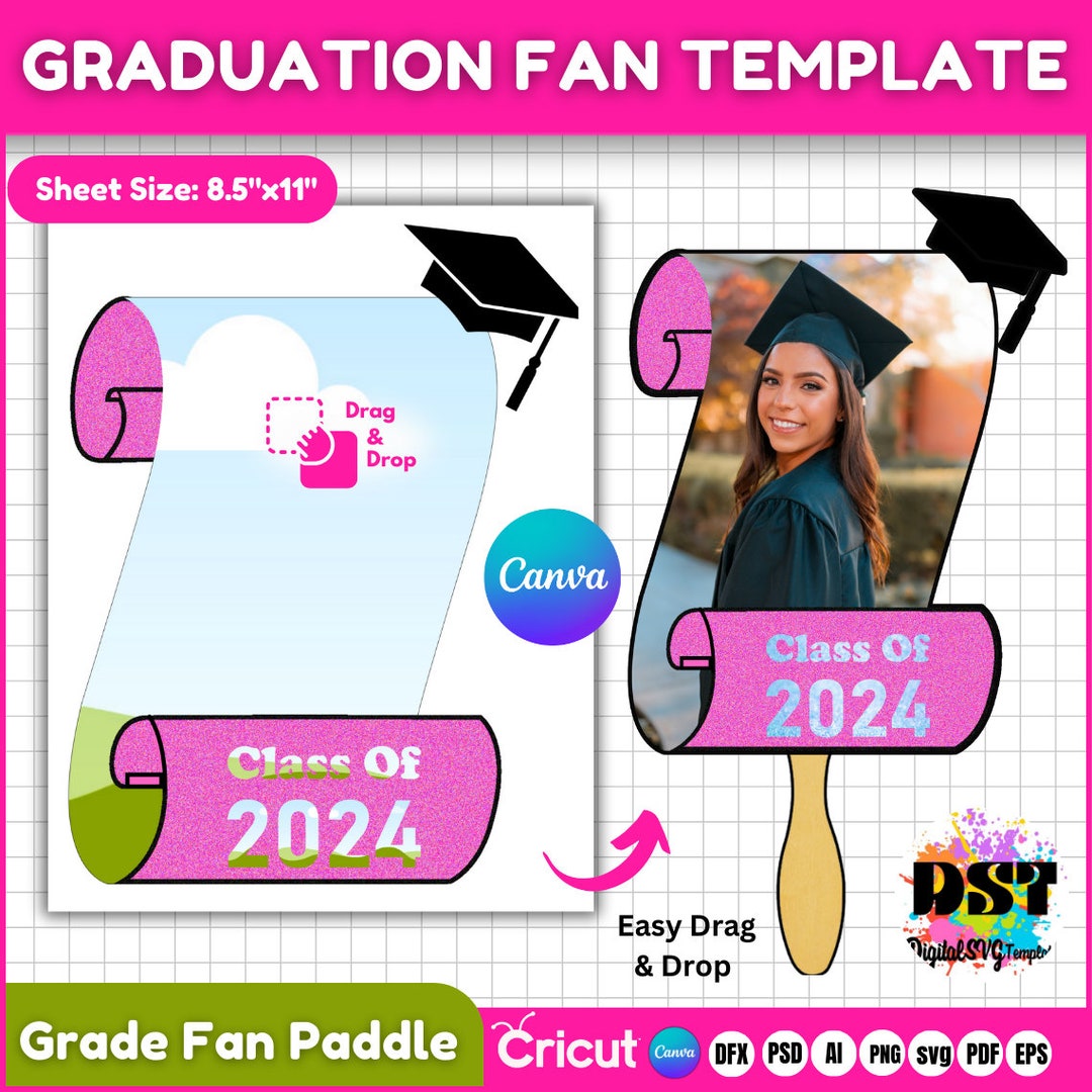 Graduation Fan Template, Grad Paddle Fan Template, Custom Grad Fan ...