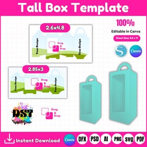 Tall Box Bundle, DIY Tall Box Templates, Tall Box Template Mockup, Tall ...