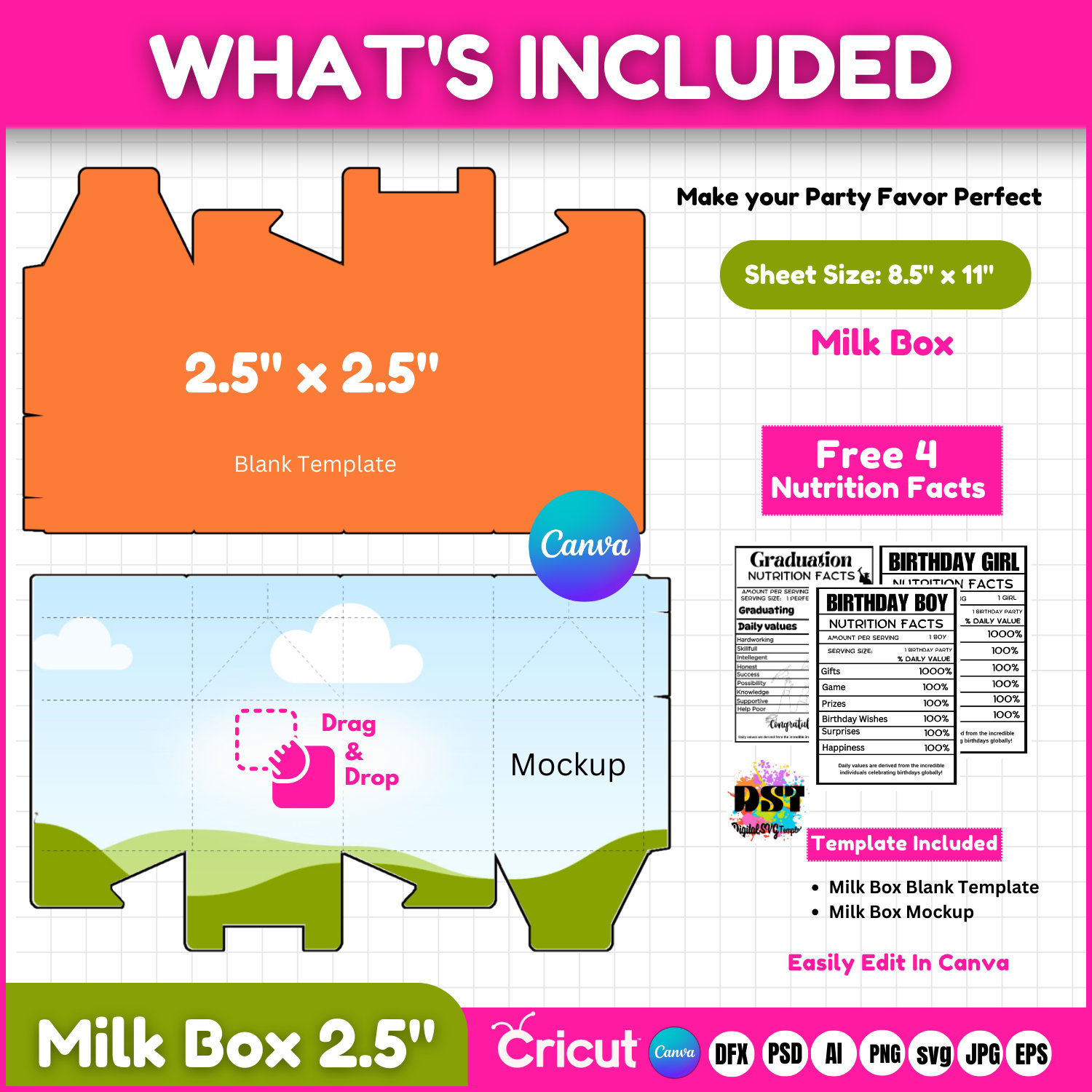 Milk Box Template SVG, Milk Carton Box Template, Gift Box Blank ...