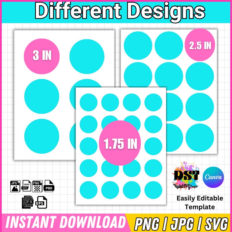 9 Circle Template Bundle, Blank Circle Template Svg, Blank Round Labels ...