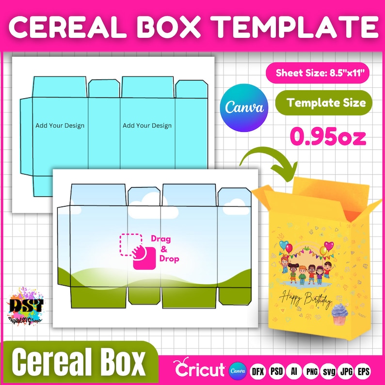 0.95 Oz Cereal Box Template, Cereal Packaging Template, Cereal Box Svg ...