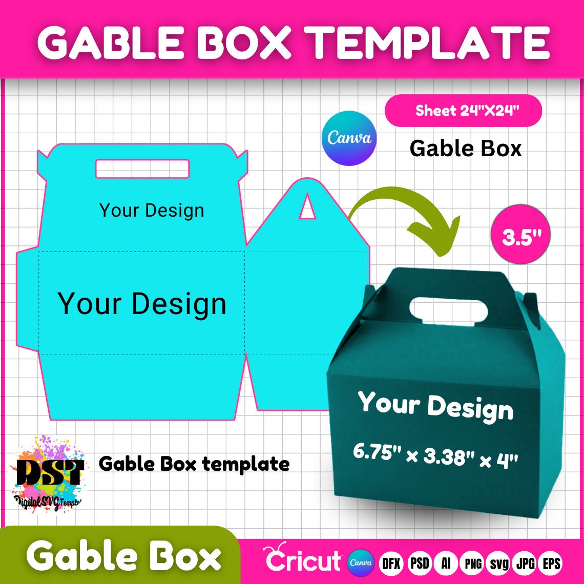 Gable Box Template Svg, Gable Box Template, Party Favor Box, Gable Box ...