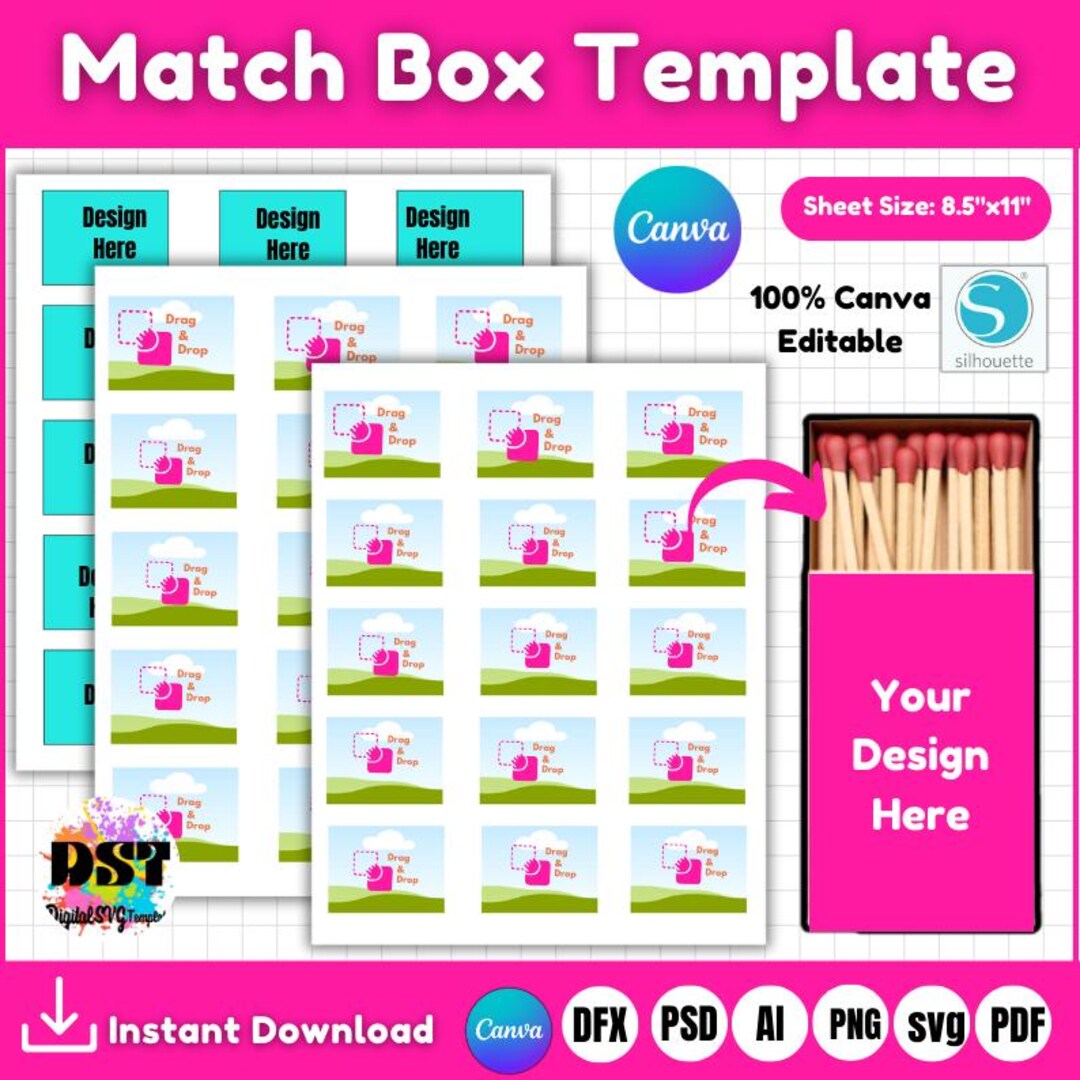 Match Box Template, Match Box Label Template, Match Box Sticker, Match ...