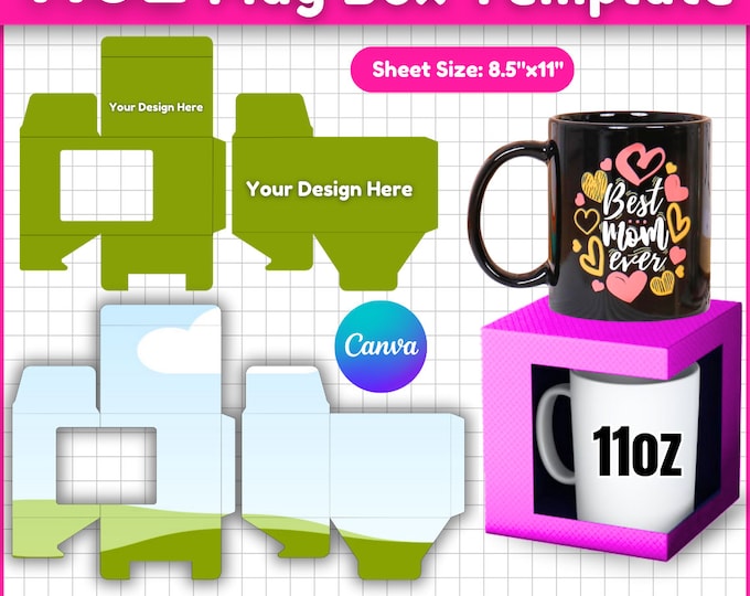 11oz Mug Box Template, Mug Holder Template, Mug Box Template With ...