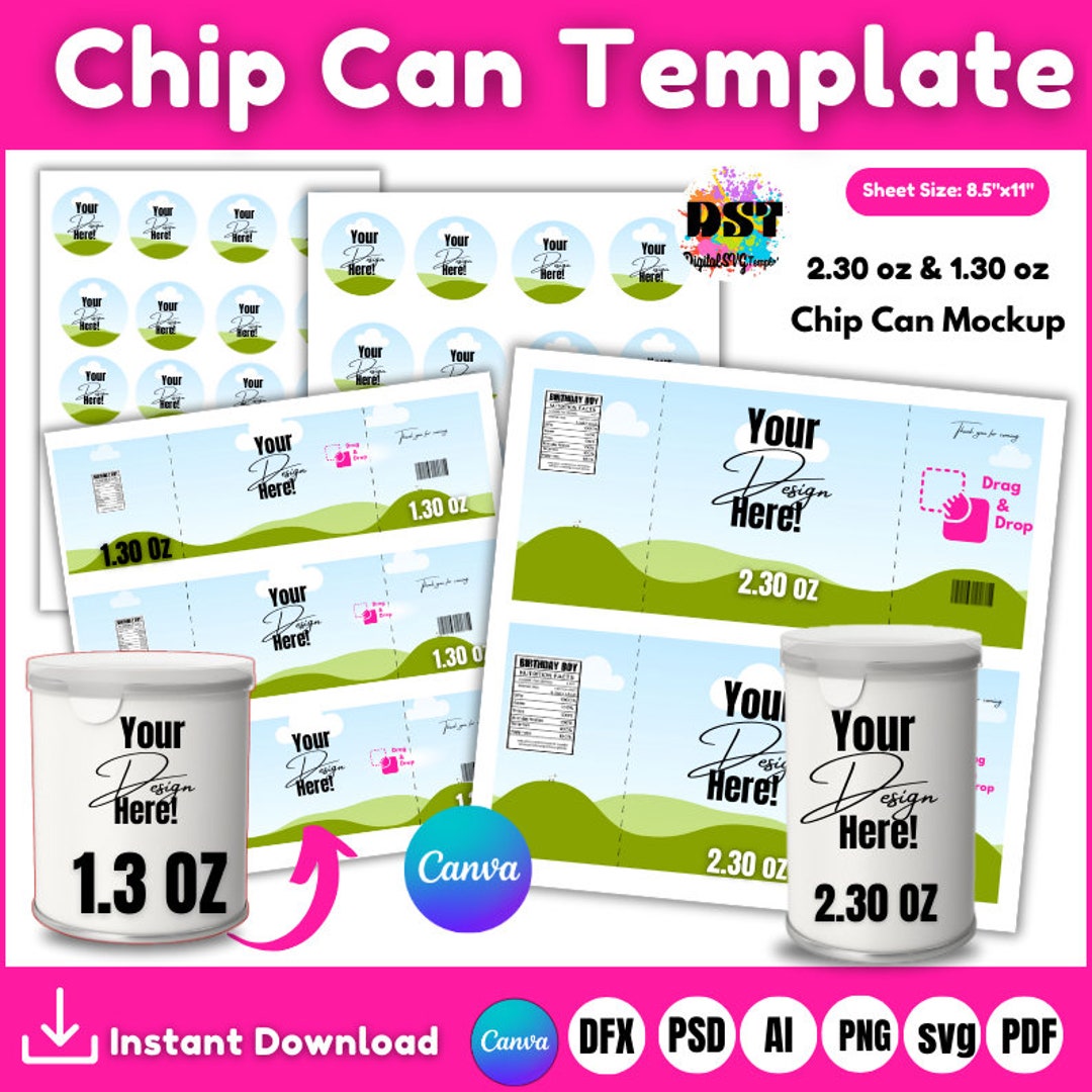 Chip Can Label Template, Potato Chip Can Template, Snack Stack Chip ...