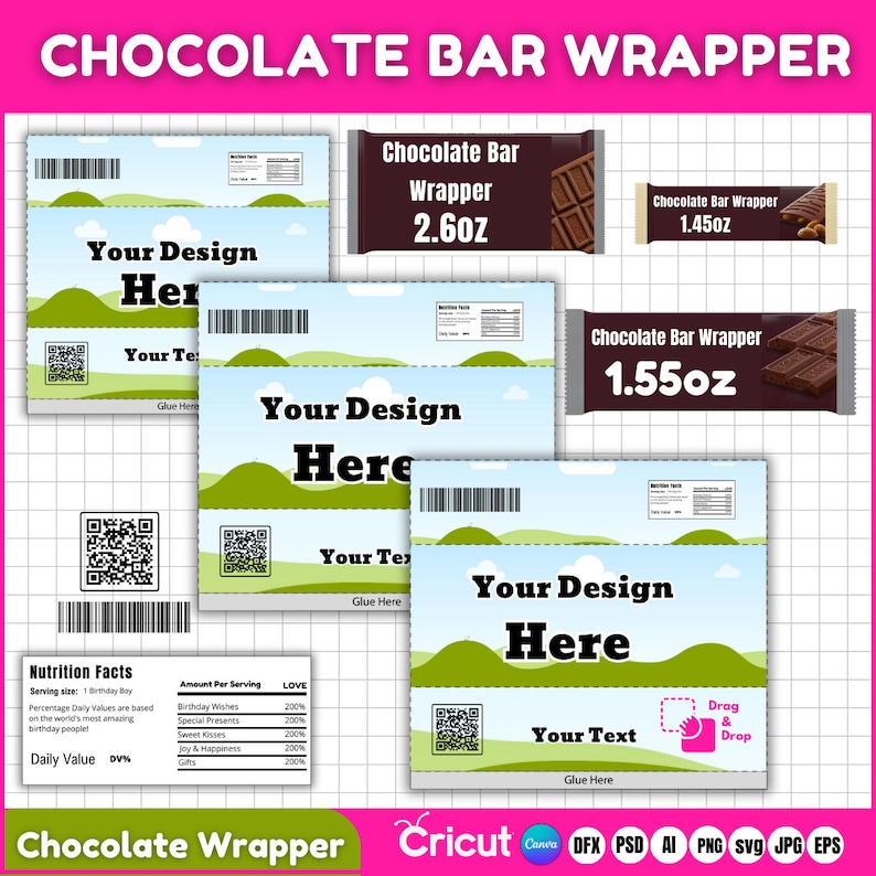 Chocolate Bar Wrapper Template, Candy Bar Wrapper, Chocolate Wrapper ...