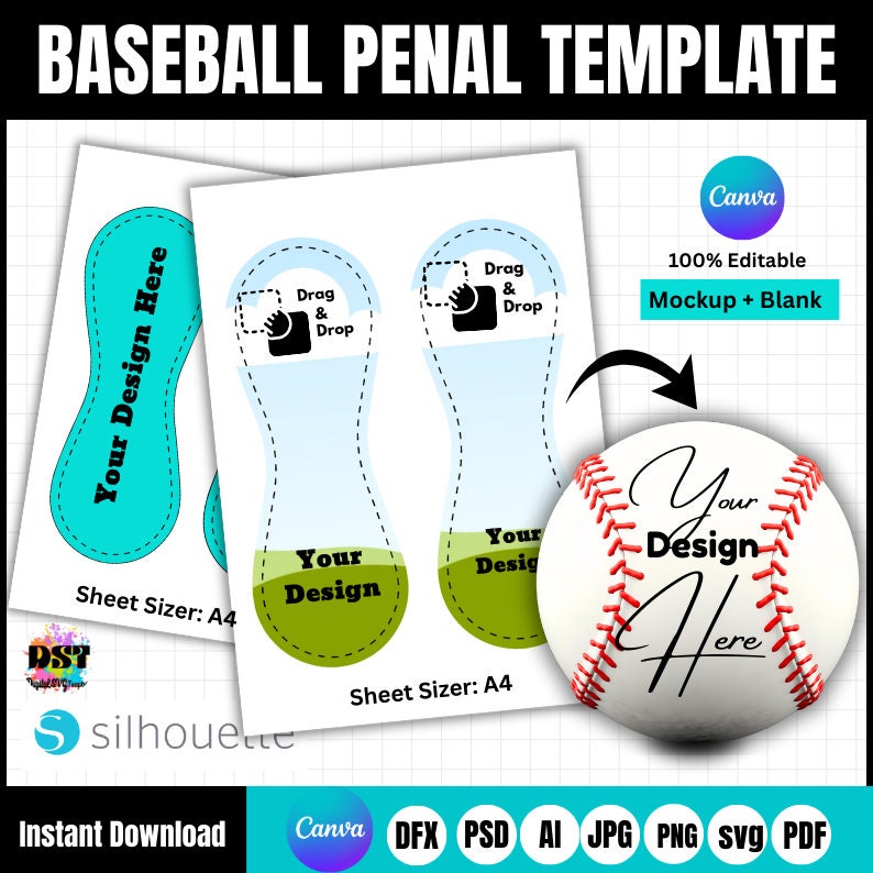 Baseball Panel Template, Baseball Leather Blank Template, Photo ...