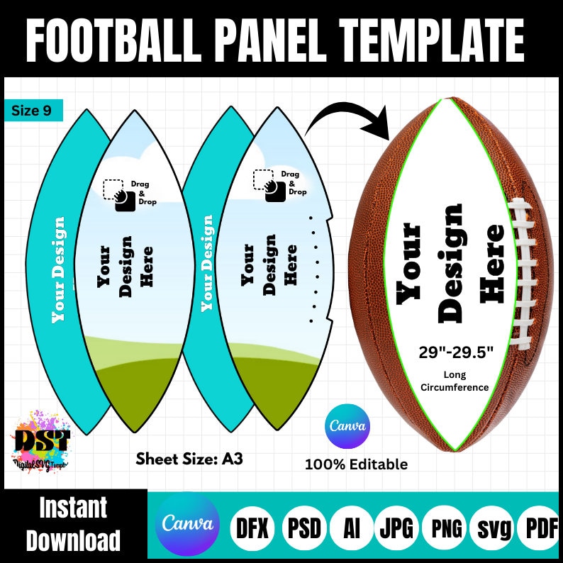 Football Panel Template, Football Ball Leather Blank Template, Photo ...