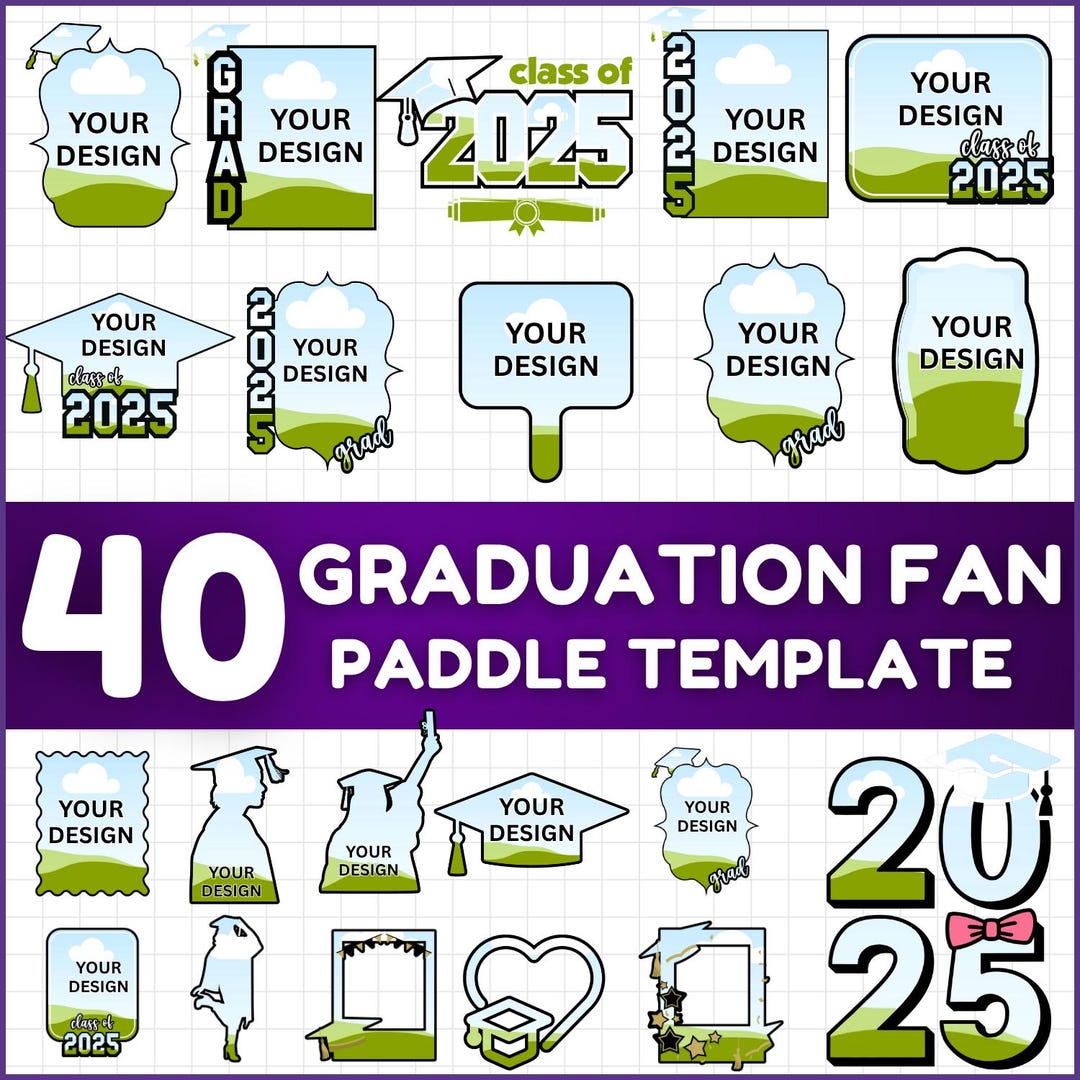 40 Graduation Fan Template Bundle, Grad Fan Template, Custom Graduation ...