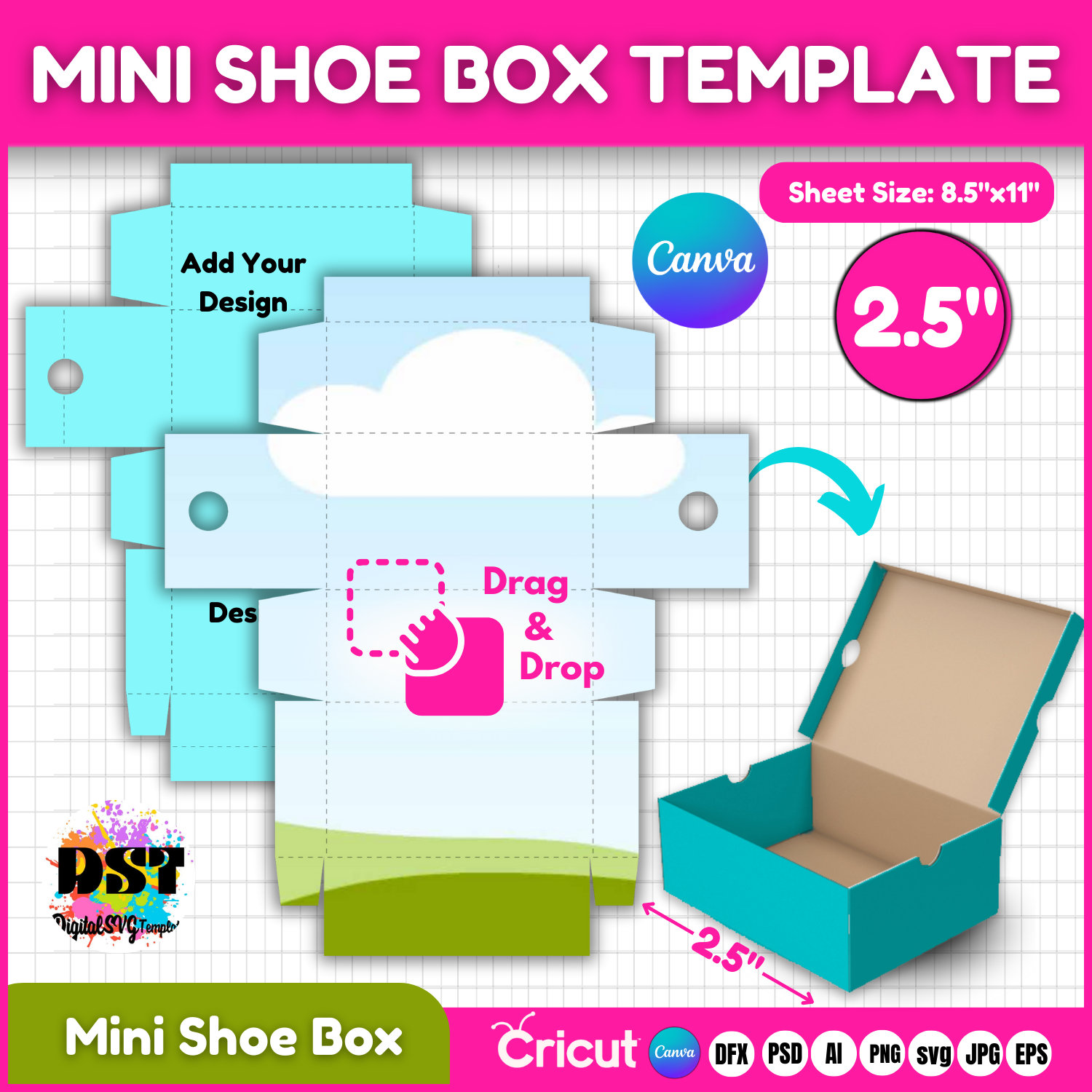 2.5" Mini Shoe Box Template, Shoe Box Svg, Shoe Box Label, Sneaker Box ...