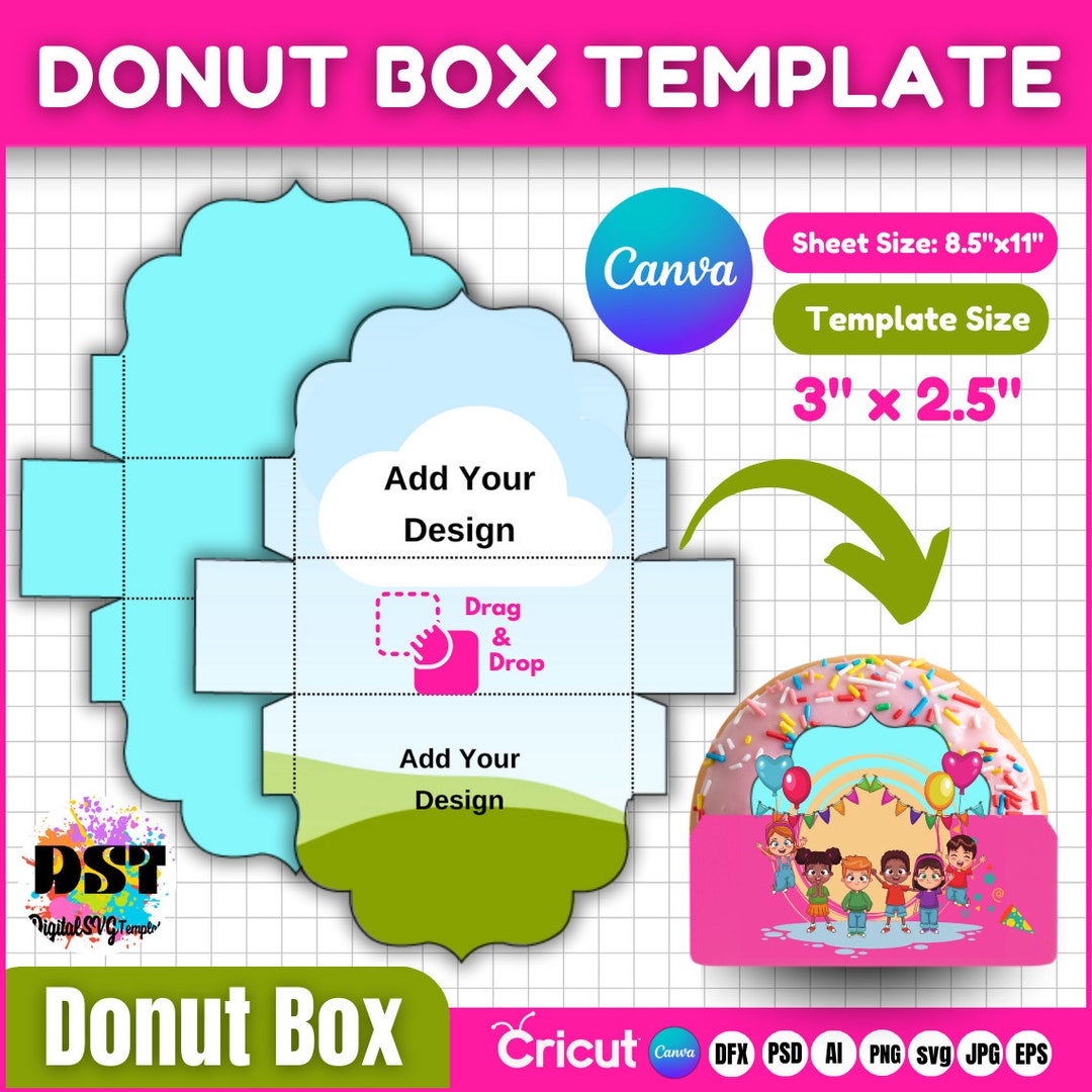 Mini Donut Box Template, Donut Holder Template, Donut Box Svg, Party ...