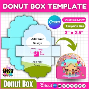 Mini Donut Box Template, Donut Holder Template, Donut Box Svg, Party ...