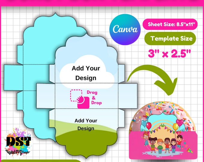 Mini Donut Box Template, Donut Holder Template, Donut Box Svg, Party ...