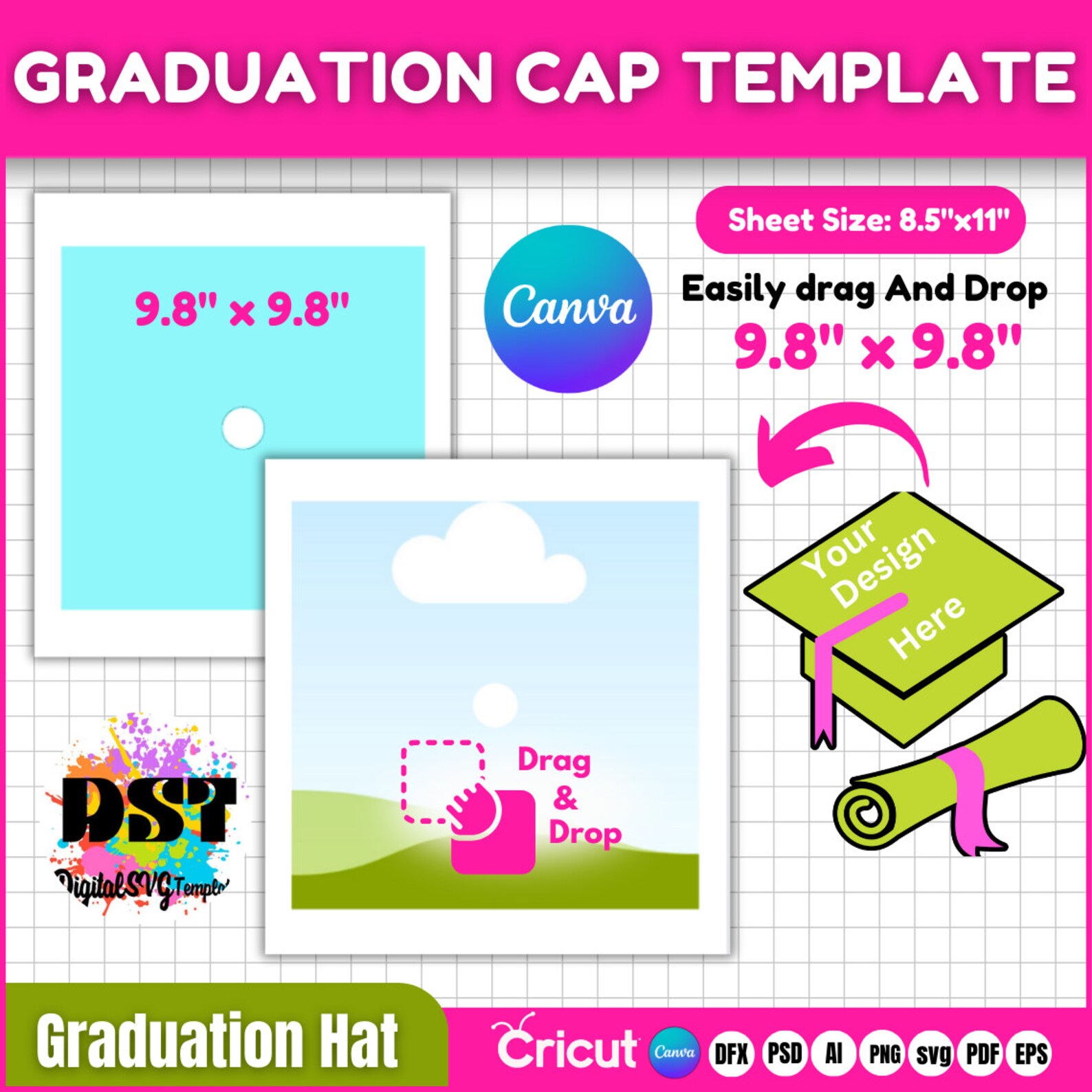 Graduation Cap Topper Templates, Blank Graduation Cap Template ...