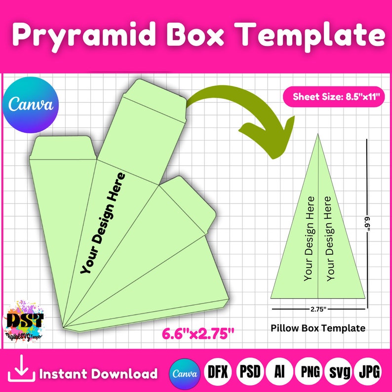 Pyramid Box Template Svg,pyramid Favor Box, Gift Box Template, Party ...
