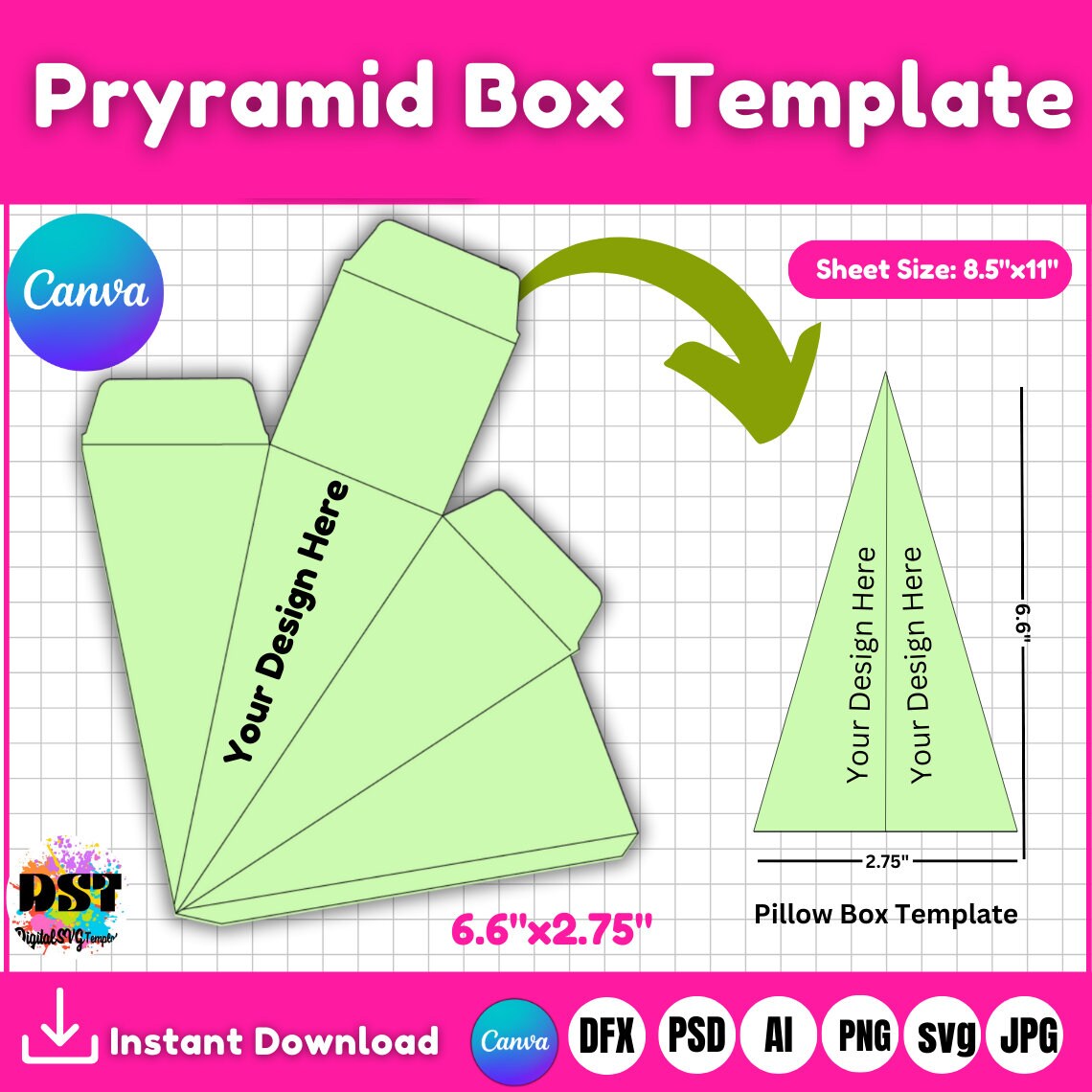 Pyramid Box Template Svg,pyramid Favor Box, Gift Box Template, Party Favor Box,pyramid Gift Box ...