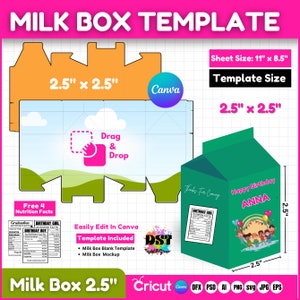 Milk Box Template Bundle Milk Carton Box Template, Gift Box Blank ...