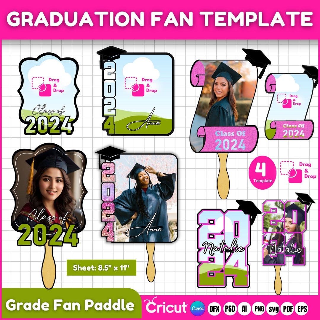 2024 Graduation Fan Template, Grad Paddle Fan Template, Custom Grad Fan ...