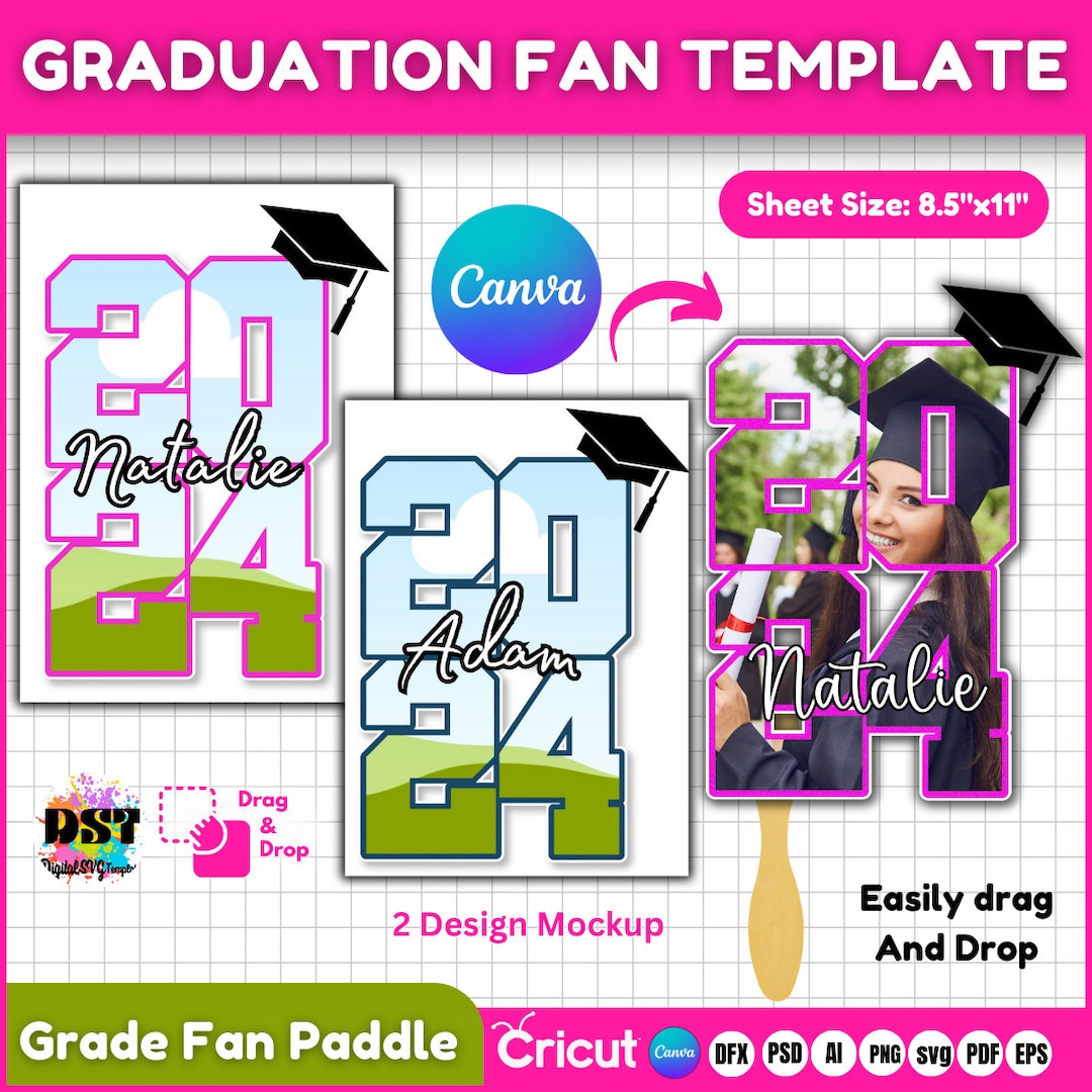 Graduation Fan Template, Grad Paddle Fan Template, Custom Grad Fan ...