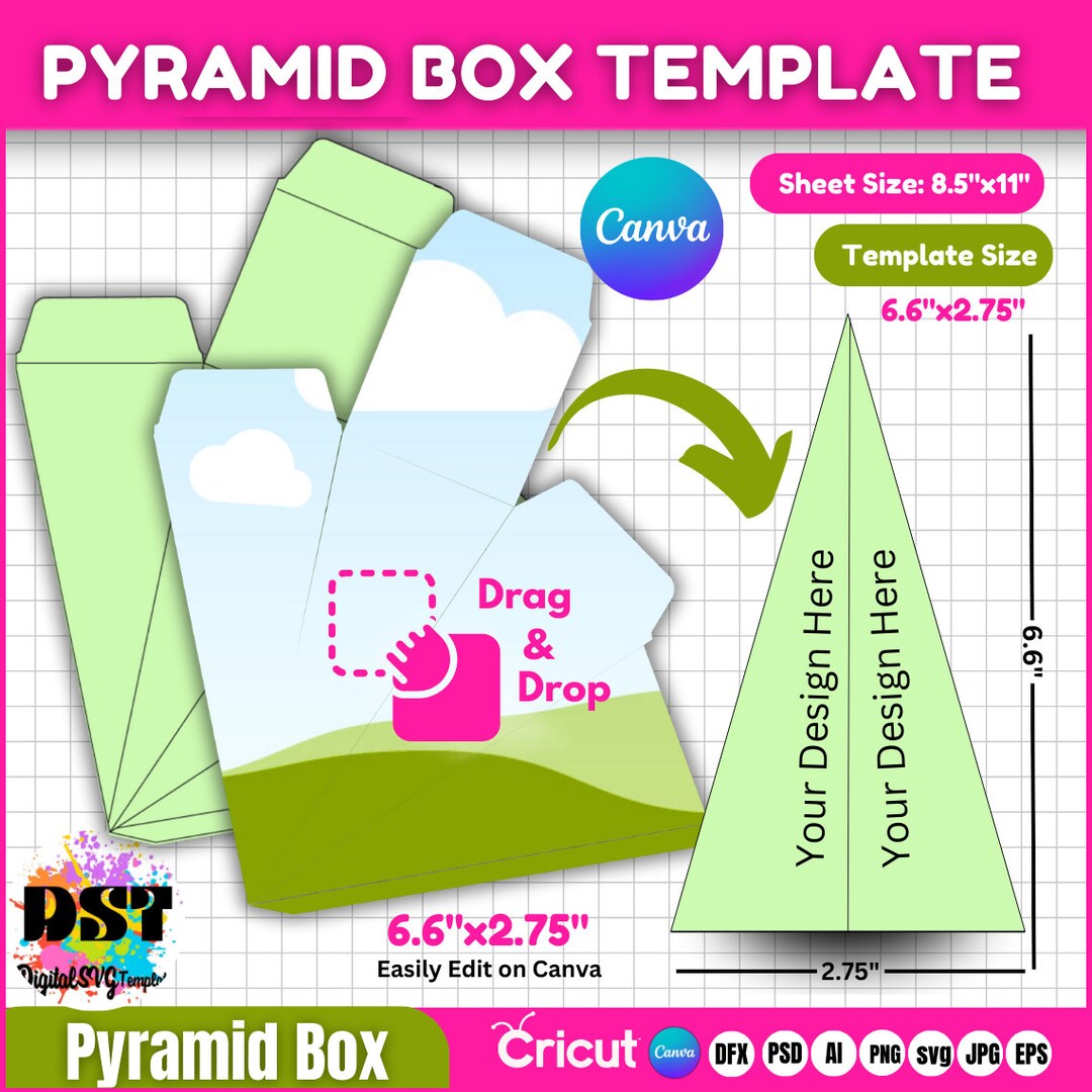 Pyramid Box Template Svg,pyramid Favor Box, Gift Box Template, Party ...