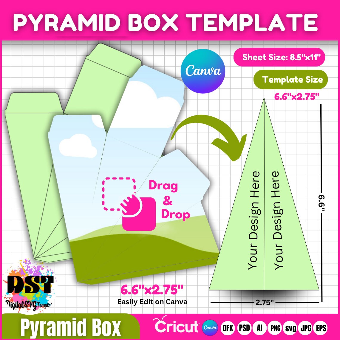 Pyramid Box Template Svg,pyramid Favor Box, Gift Box Template, Party ...