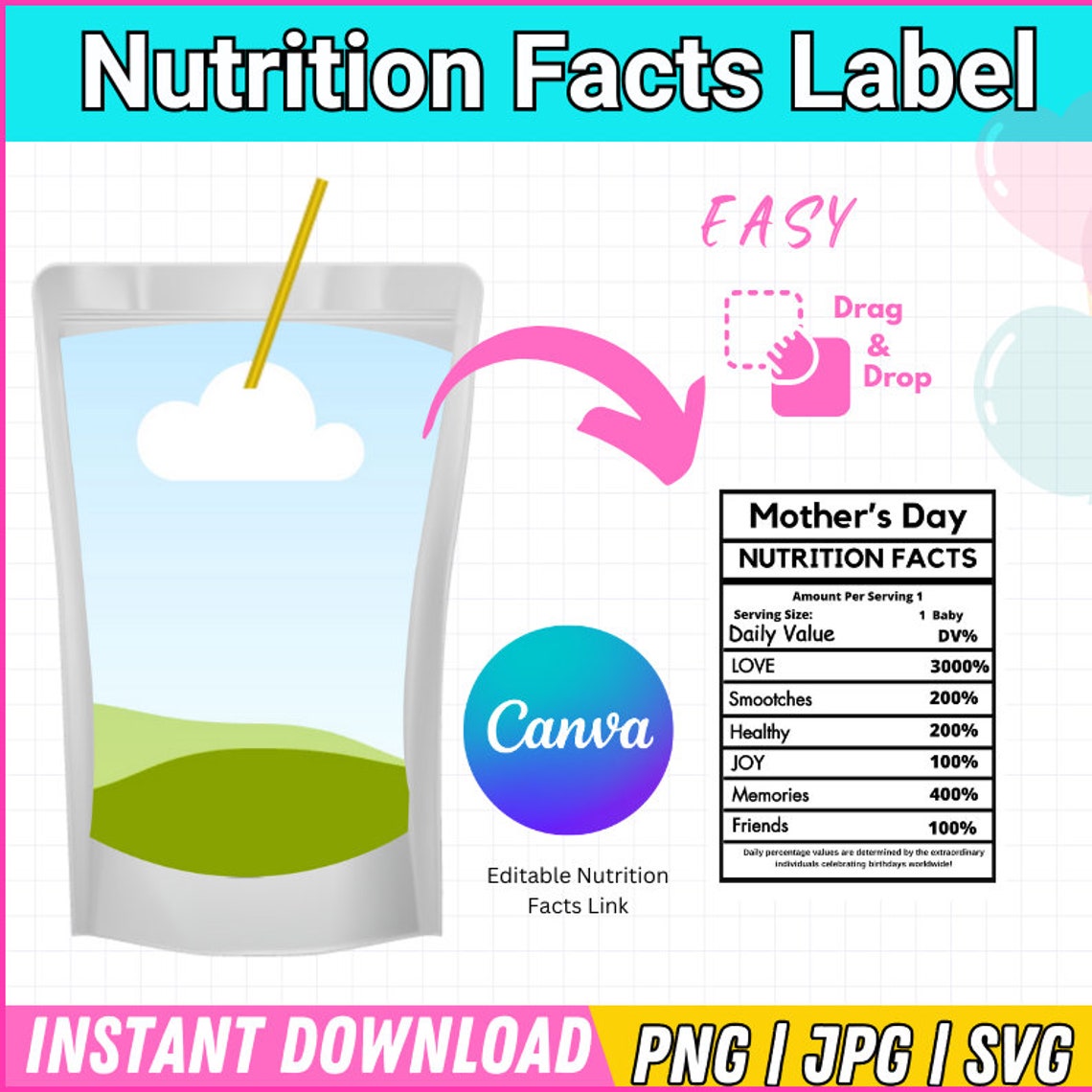 Caprisun Template Svg, Juice Pouch Label, Custom Caprisun Label, Blank ...