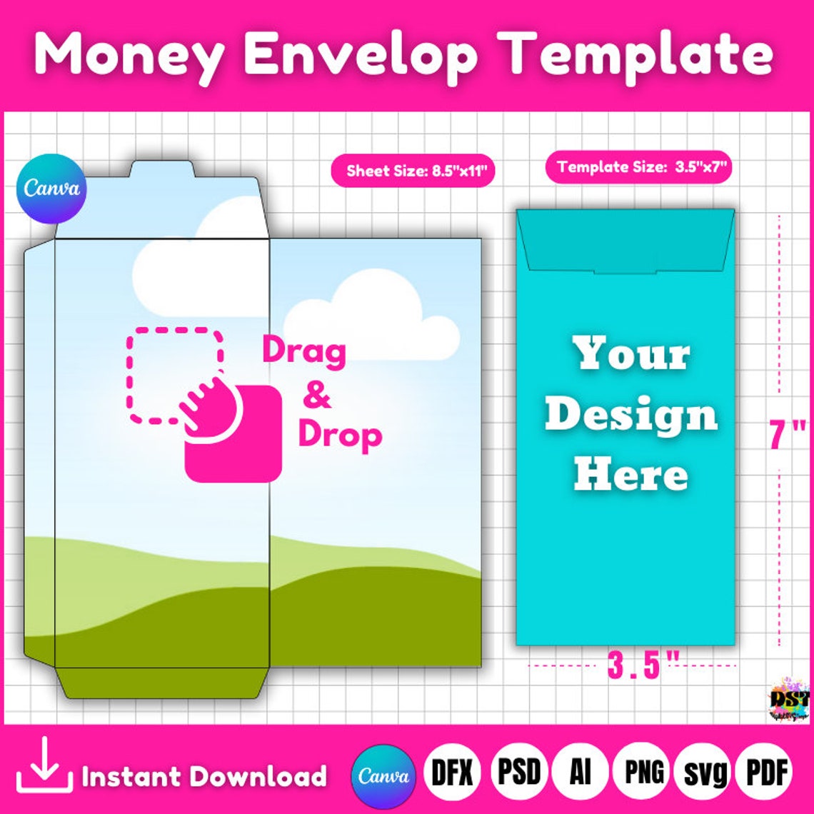 Money Envelope Template Mockups, Canva Editable Money Envelope Template ...