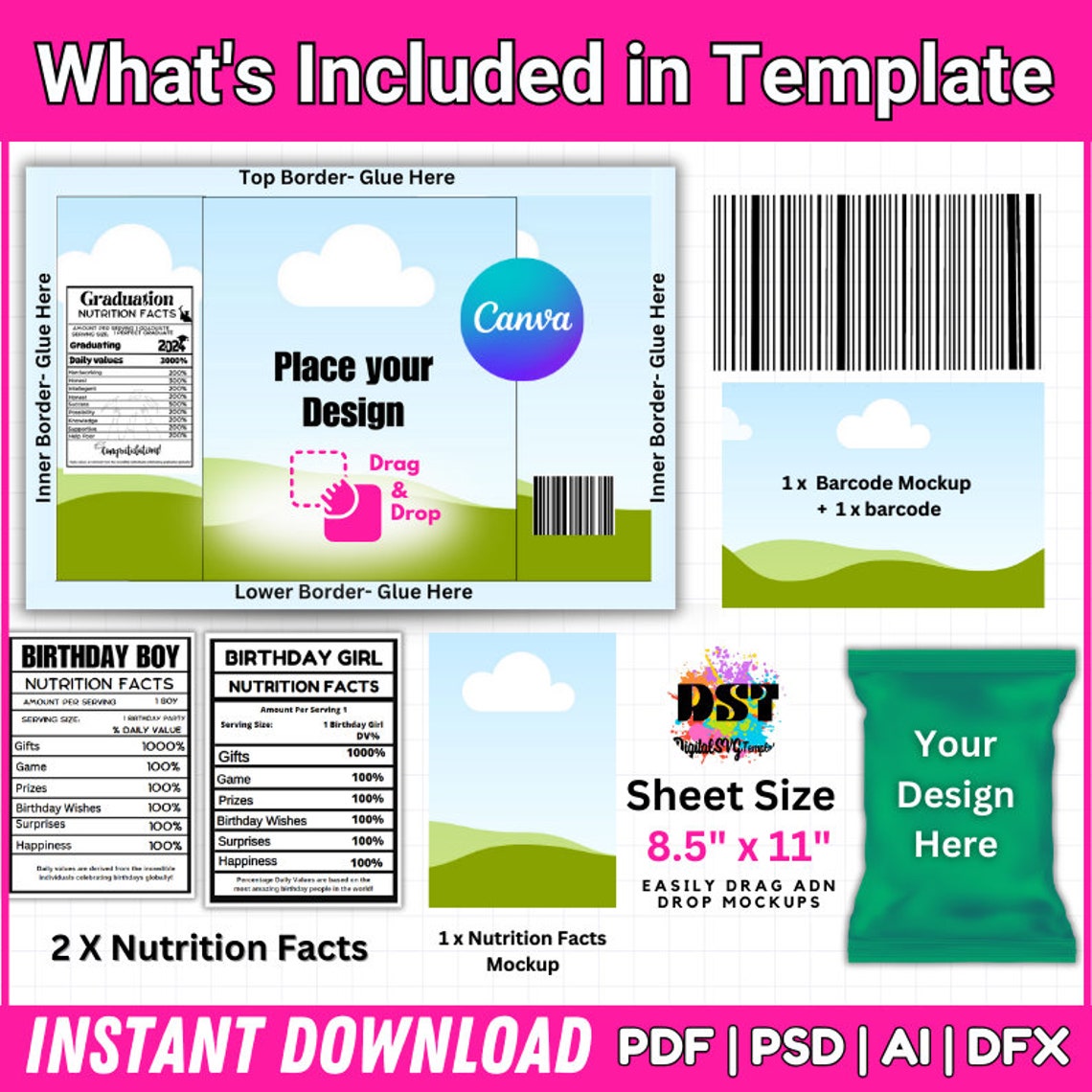 Chip Bag Template, Chip Bag Mockups, Canva Editable Chip Bag Label - Etsy