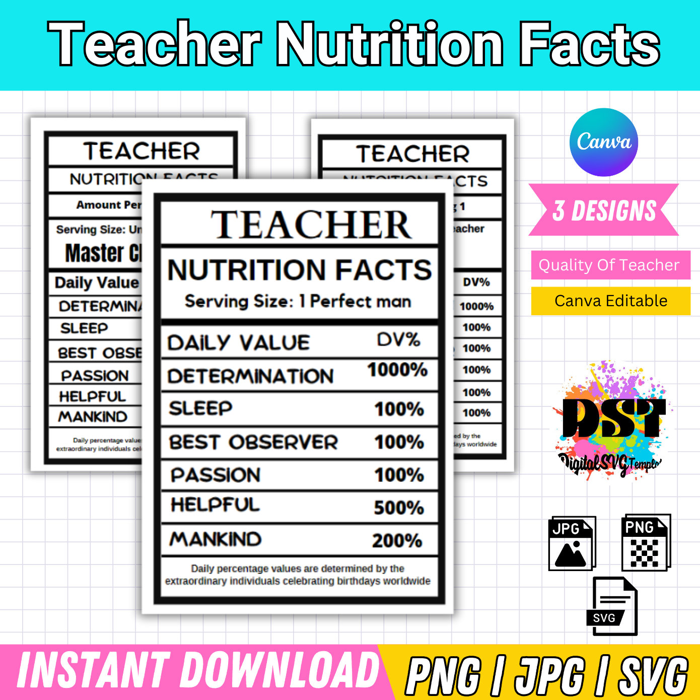 Teacher Nutrition Facts, Teacher Nutrition Facts Label, Teacher ...