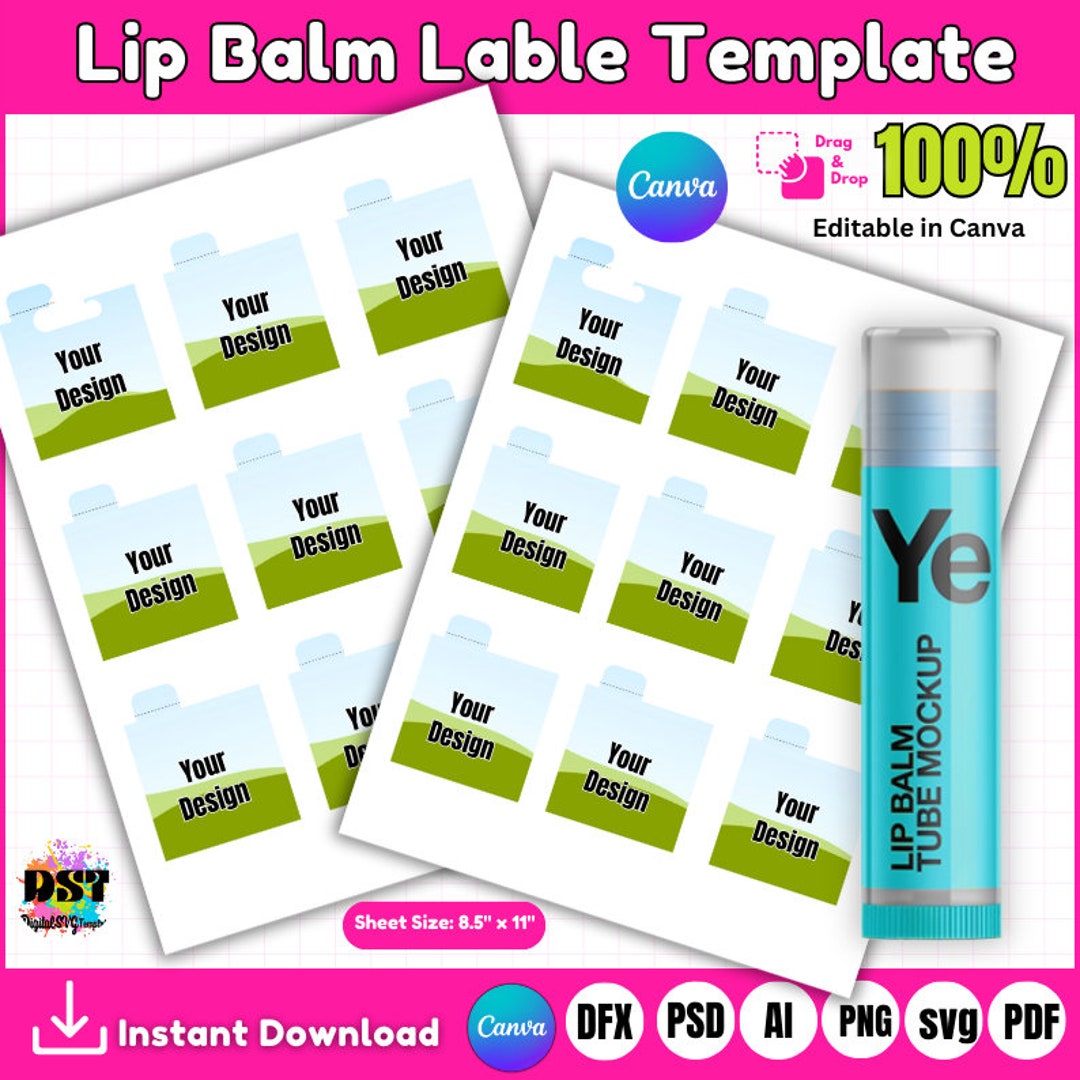 Lip Balm Label Template, Lip Balm Wrap Label, Lip Balm Labels, Lip Balm ...